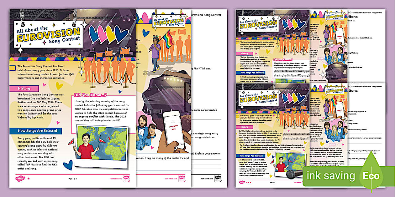 LKS2 All About the Eurovision Song Contest Reading Activity