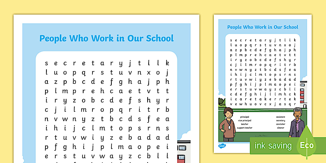 People Who Work in Our School Word Search