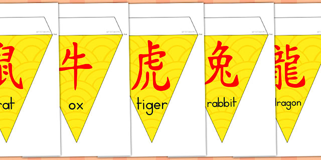 Chinese New Year Bunting Symbols (teacher made) - Twinkl