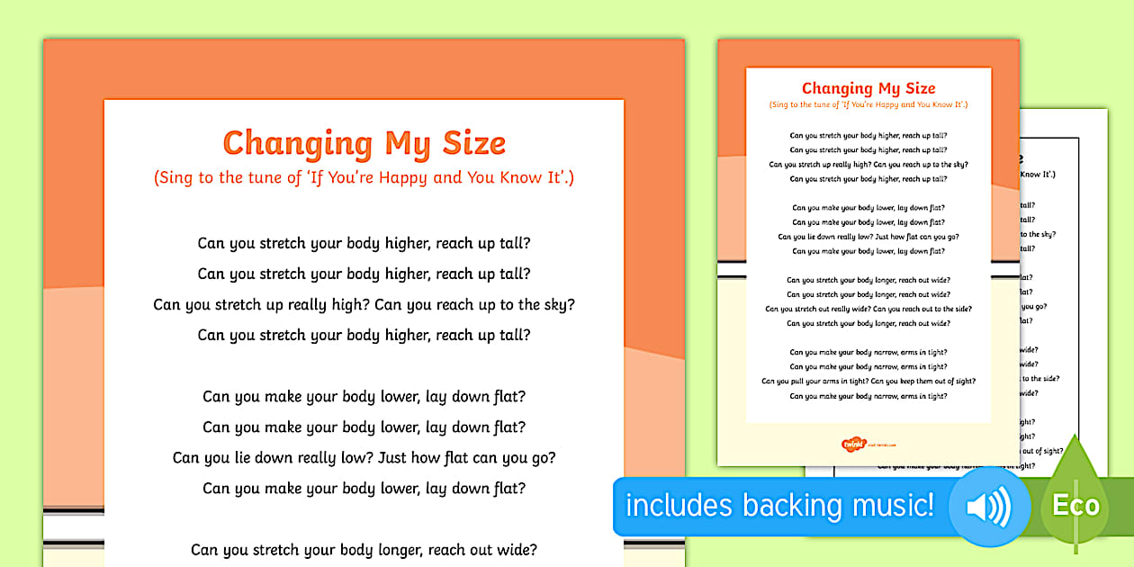 Black and White Changing My Size Song (teacher made)