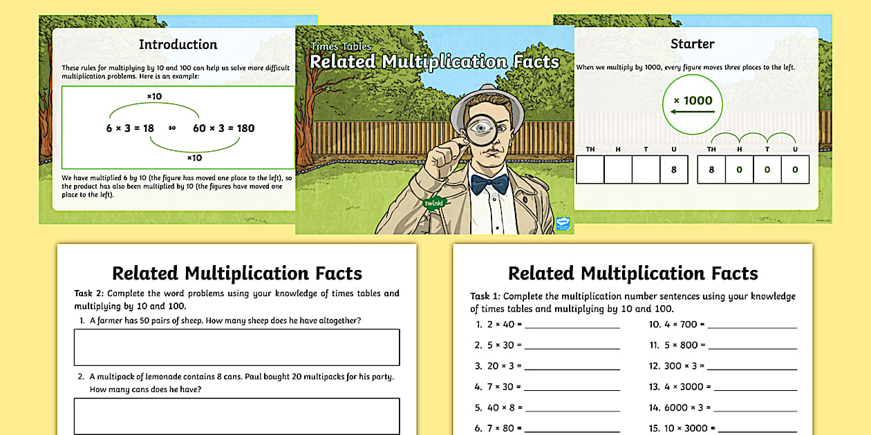 Deriving Related Multiplication Facts Powerpoint Task Setter with ...
