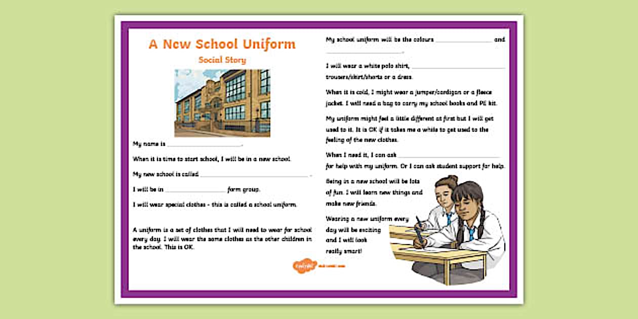 My New School Uniform KS3 Social Situation (teacher made)