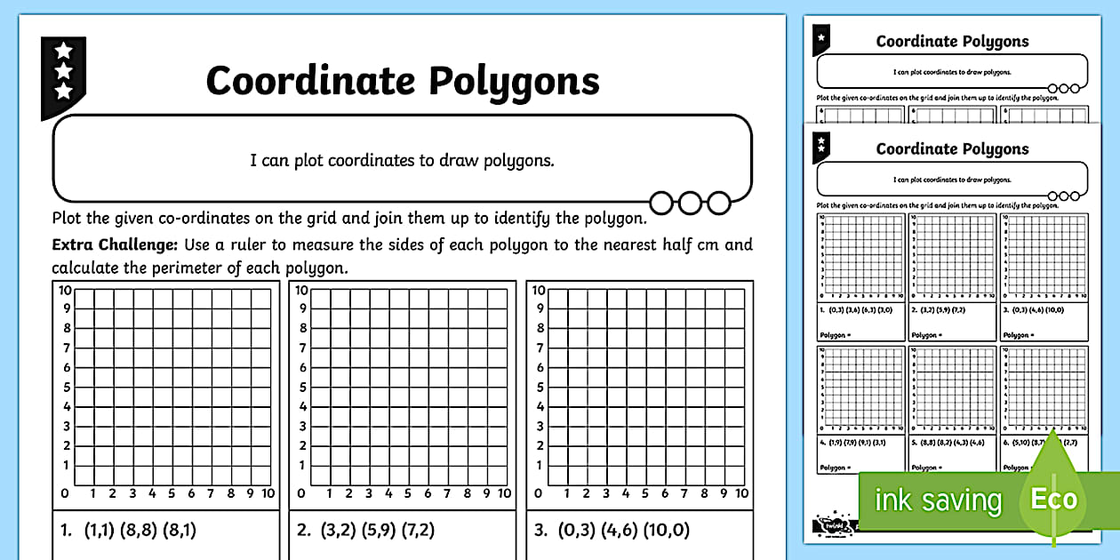 Coordinates Polygons in the First Quadrant Differentiated Worksheets
