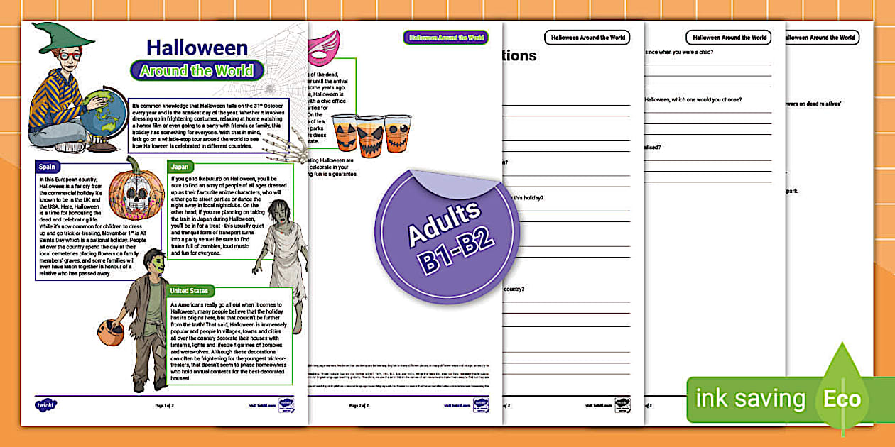 ESL Halloween Around the World Activity Sheet [Adults, B1]
