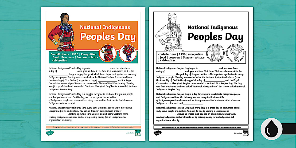 FREE! - National Indigenous Peoples Day Cloze Activity