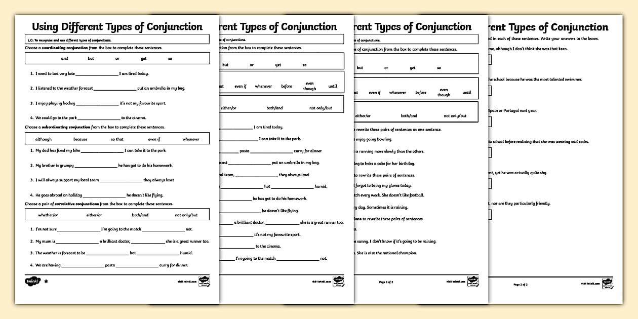 Using Different Types Connectives and Conjunctions - Twinkl