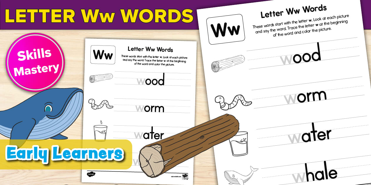 Letter Ww Words: Letter Recognition Worksheet for PreK-K