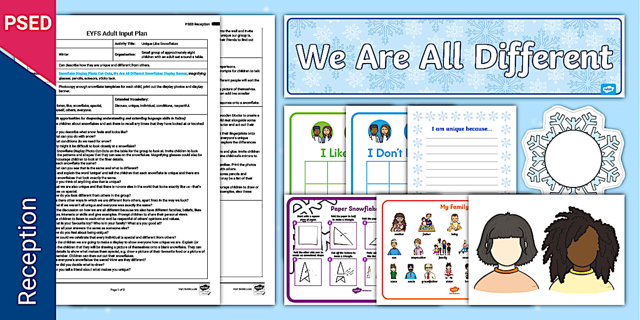 EYFS Uniqueness of Snowflakes Adult Input Planning Pack