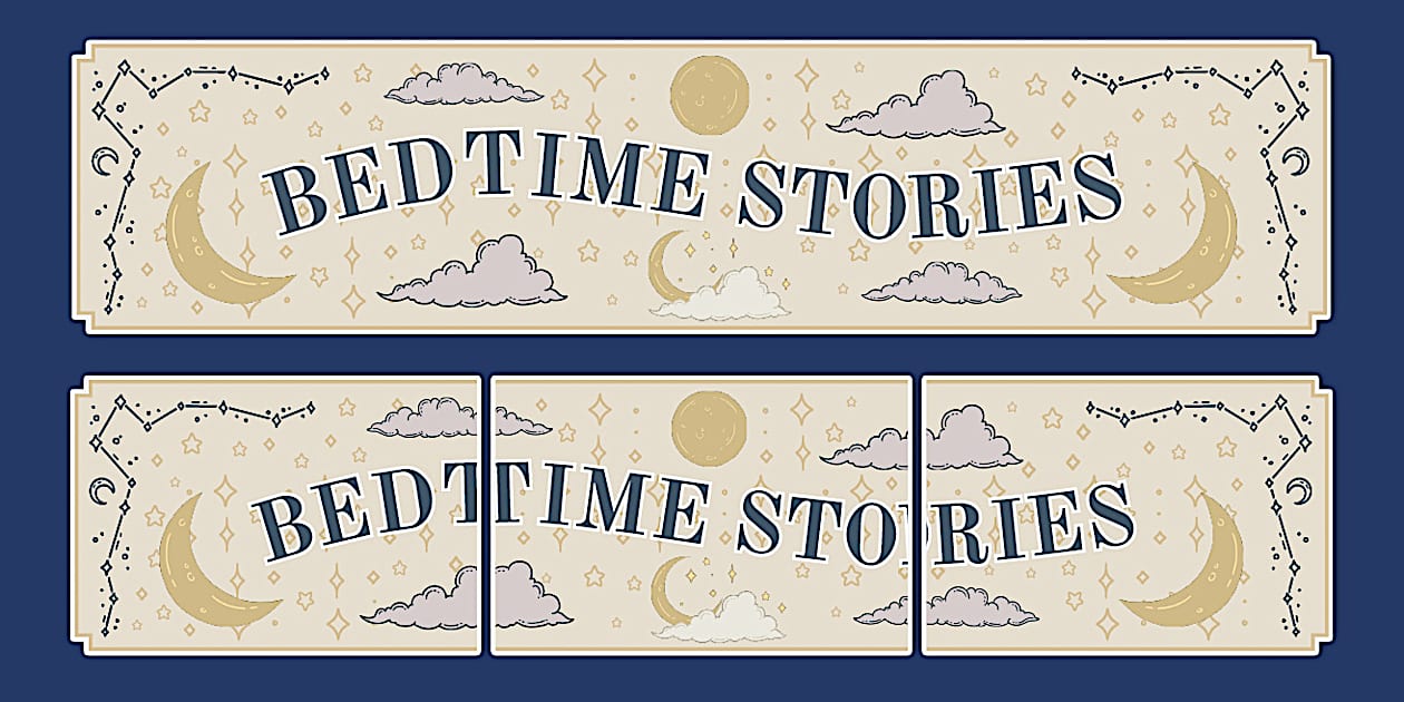 Celestial-Themed Bedtime Stories Display Banner - Twinkl