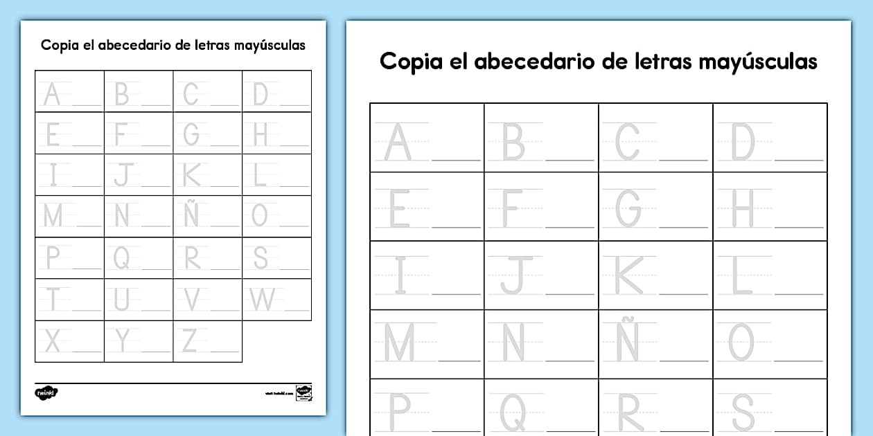 Escritura: Copia el abecedario de letras mayúsculas