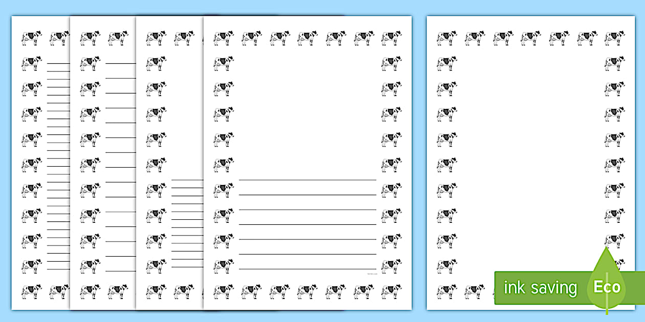 Editable Cow Portrait Page Borders (teacher made) - Twinkl