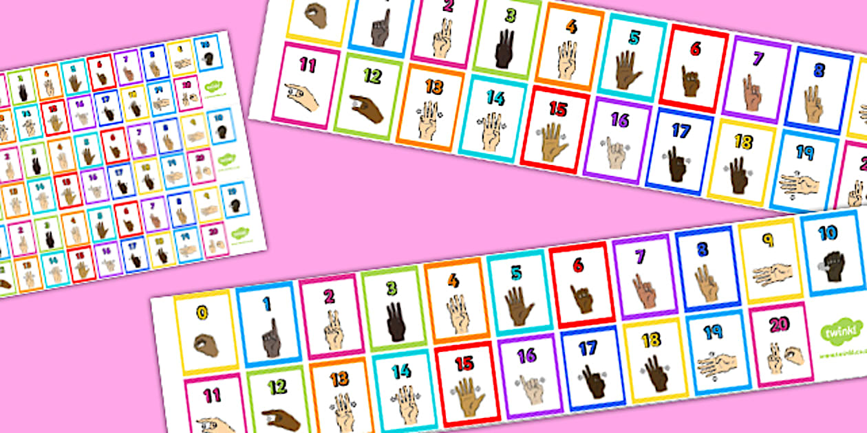 British Sign Language 0-20 Number Strips (teacher made)