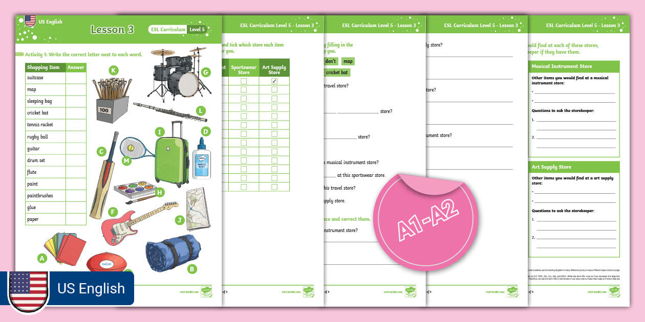 ESL Curriculum US-English Level 5 Lesson 3 Activity Sheet