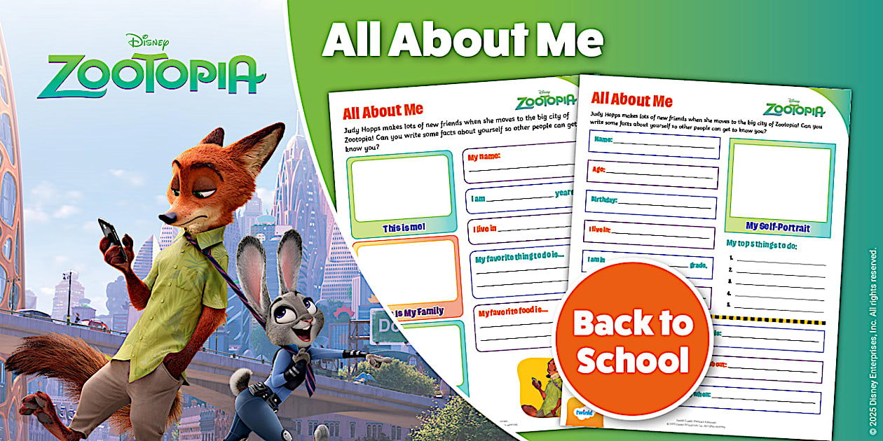 Zootopia: All About Me Worksheets