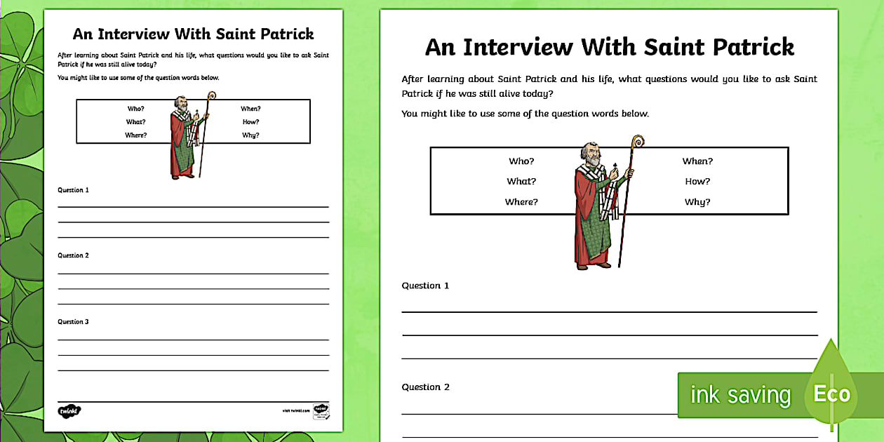 An Interview with Saint Patrick Worksheet / Worksheet - World Around Us ...