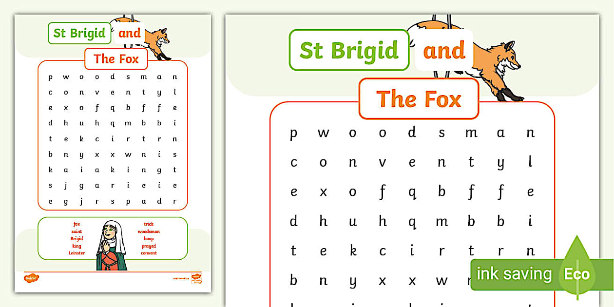 St. Brigid and the Fox (Word Search) (Teacher-Made) - Twinkl