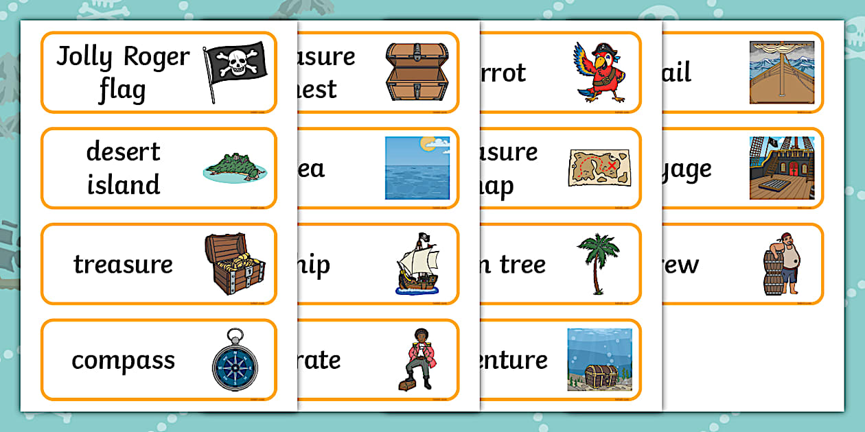 Pirates Word Cards (teacher made) - Twinkl