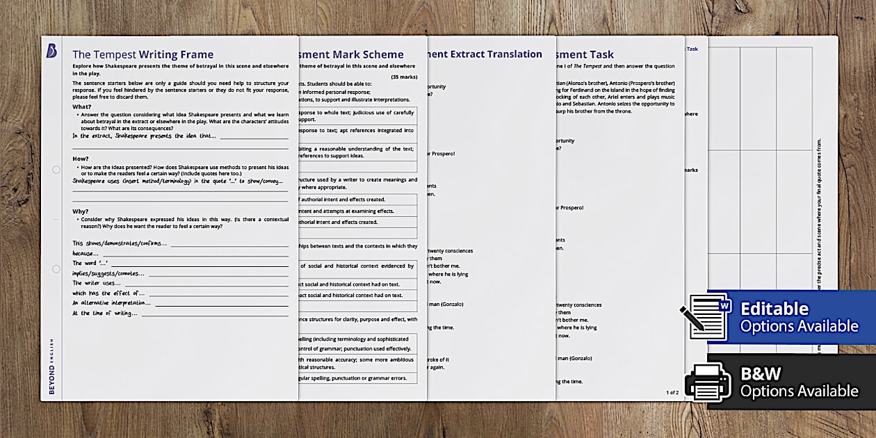 KS3 The Tempest Assessment Pack (teacher made) - Twinkl