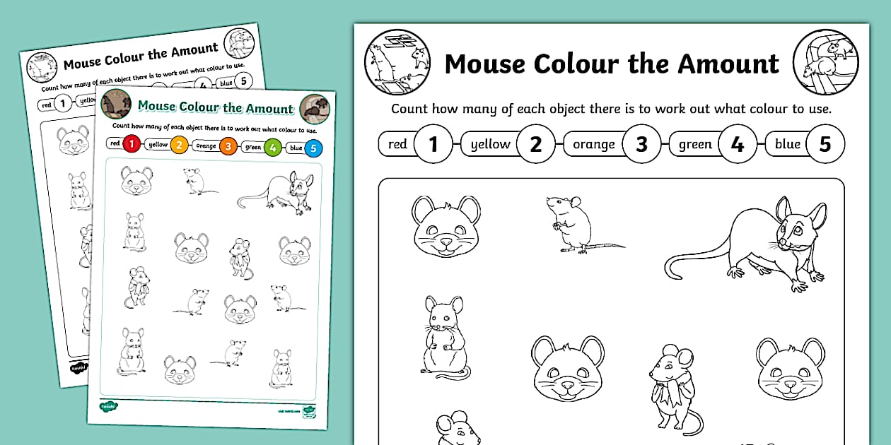👉 Mouse Colour the Amount Worksheet (Teacher-Made)