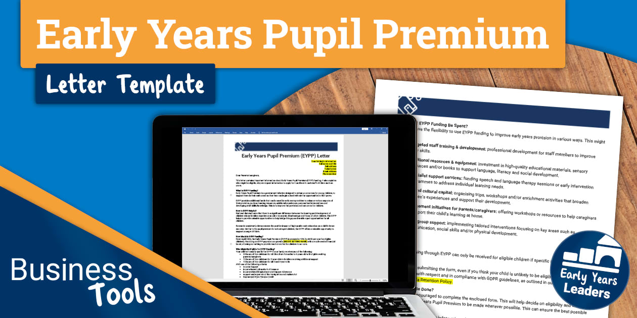 Early Years Pupil Premium (EYPP) Letter Template - Twinkl