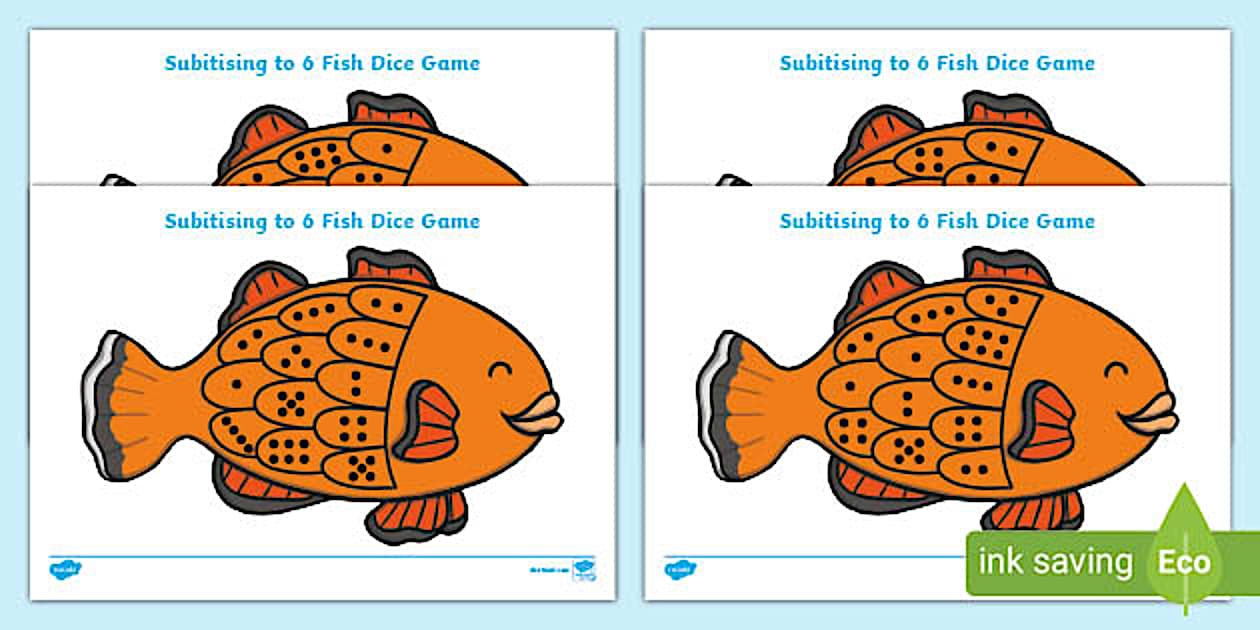 👉 Subitising to 6 Fish Dice Game (teacher made) - Twinkl