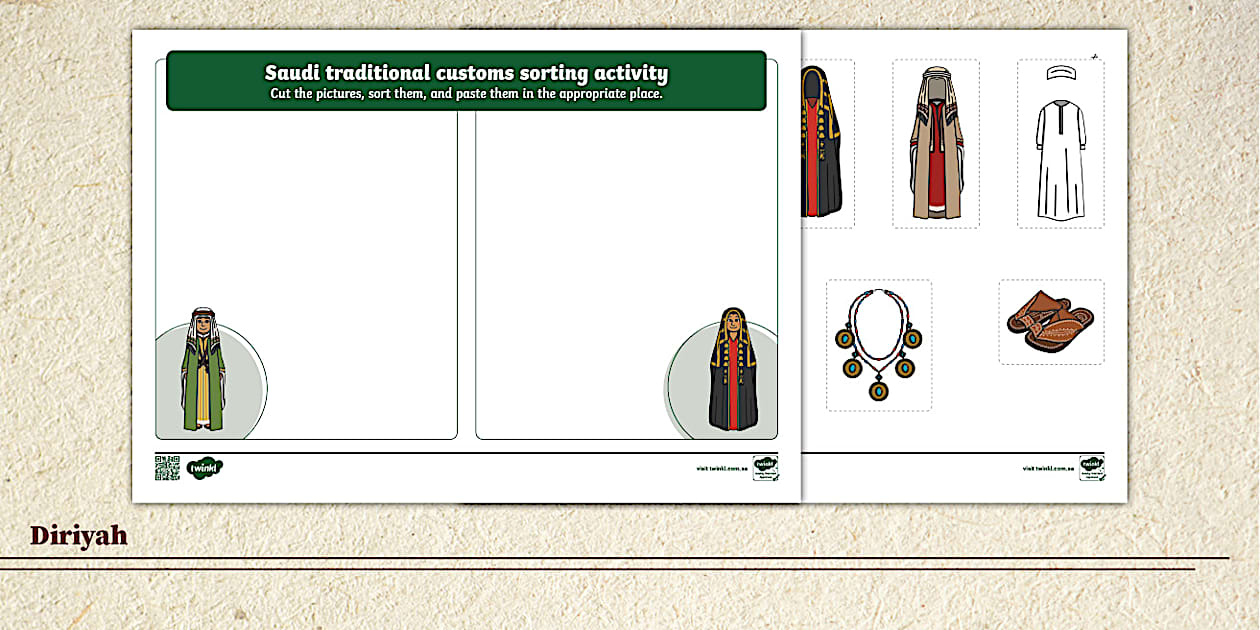 Saudi traditional customs sorting activity (teacher made)