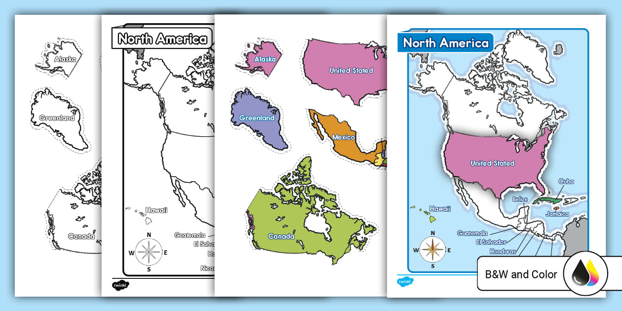 North America Cut and Paste Puzzle for K-2nd Grade - Twinkl