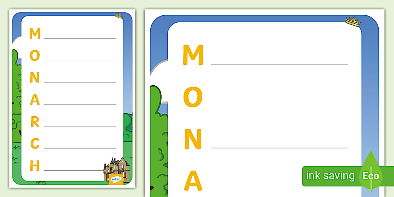 Monarch Acrostic Poem, queen poem,king poem (teacher made)