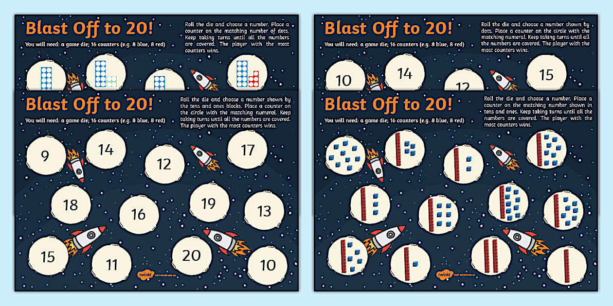 SA Blast off to 20! Place Value Board Game (teacher made)
