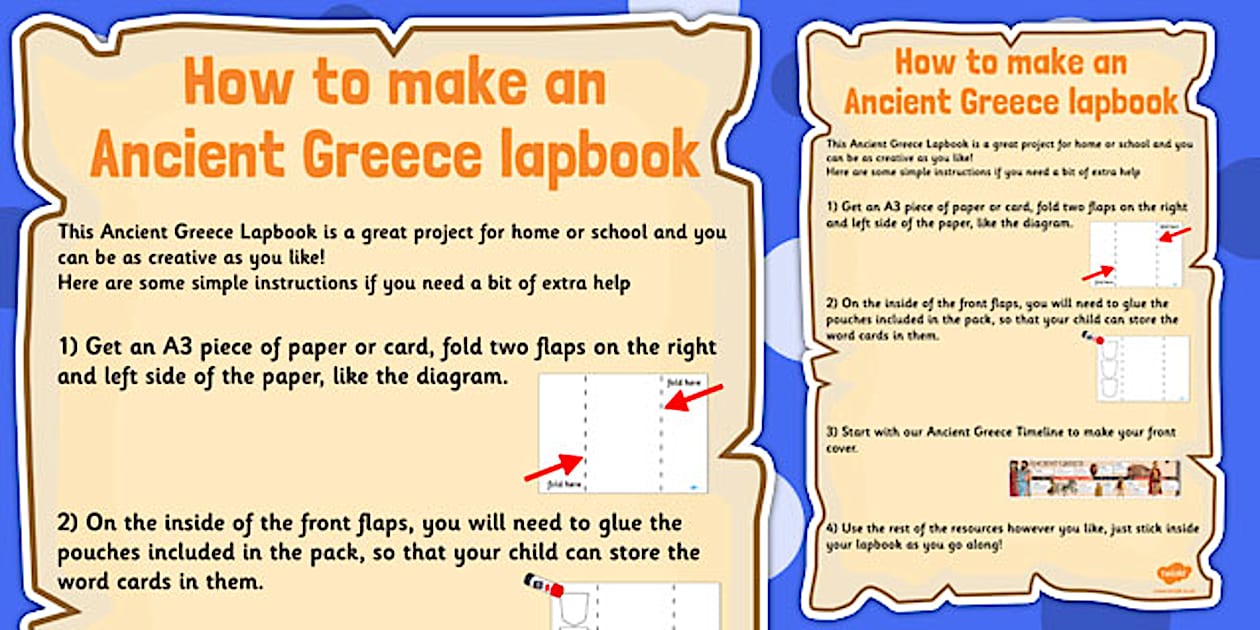 Black and White Ancient Greece Lapbook Instructions - Twinkl