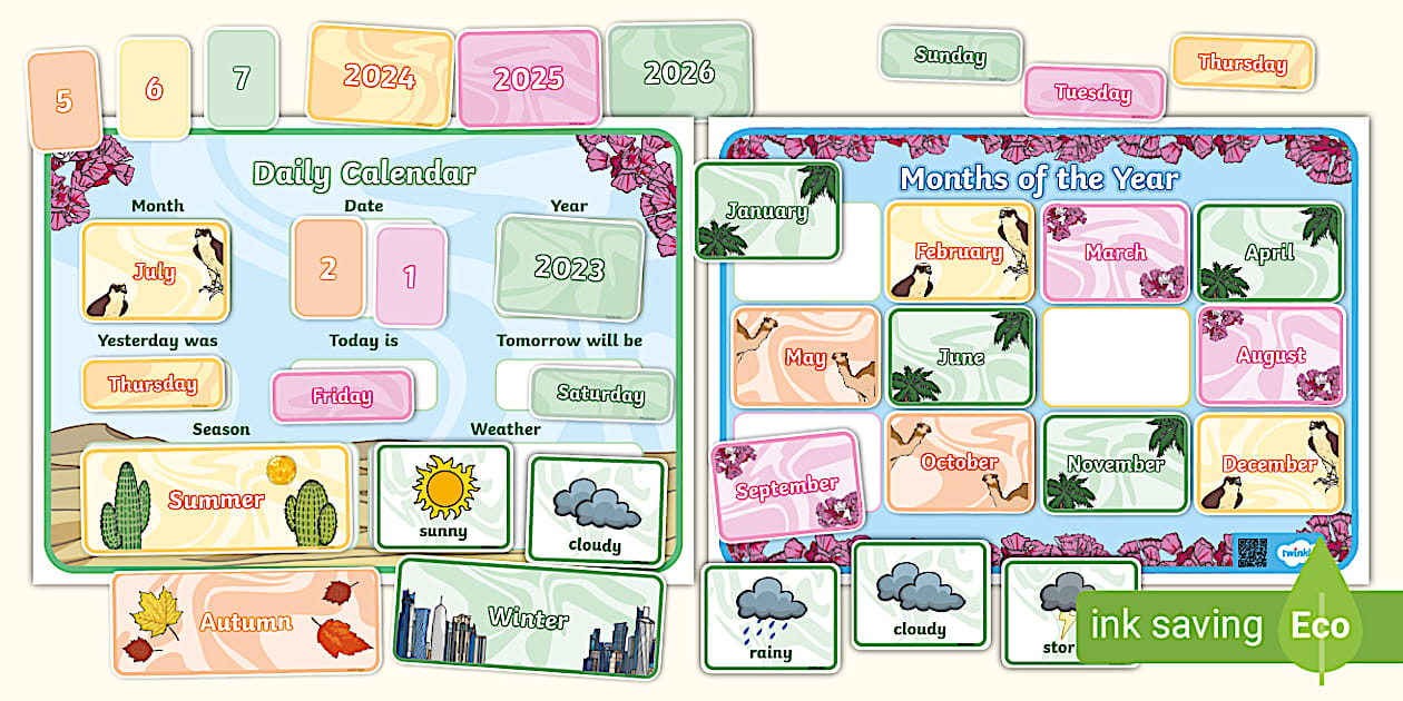 Classroom Display Calendar and Weather Chart - Twinkl