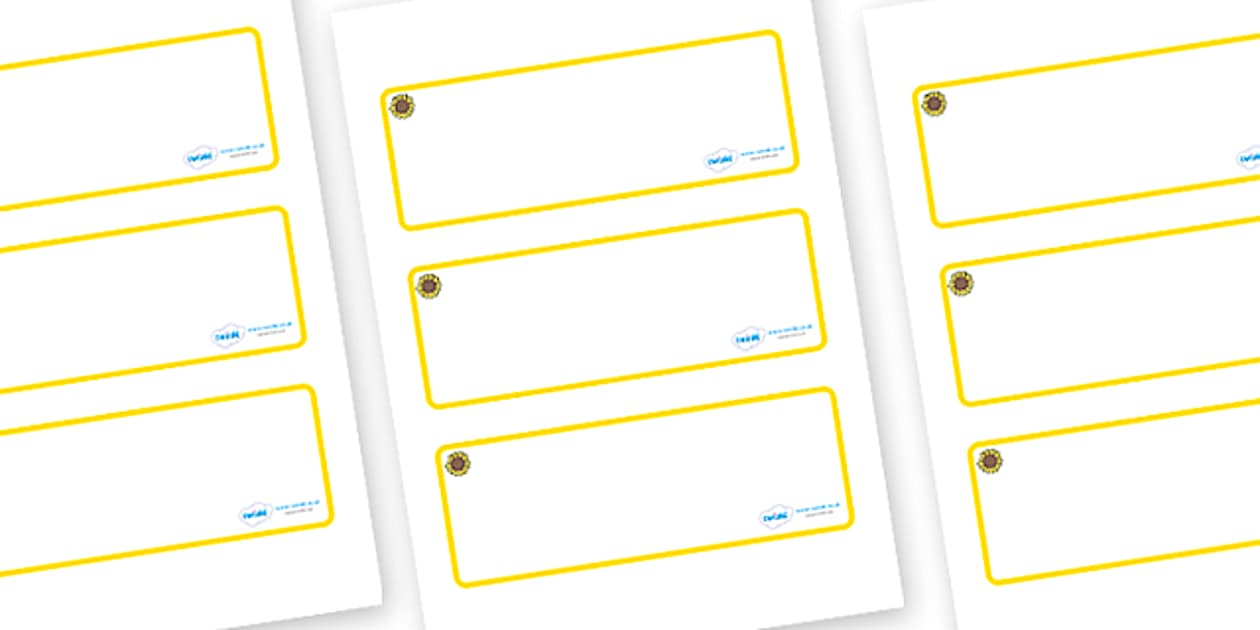 Sunflower Themed Editable Drawer-Peg-Name Labels (Blank)