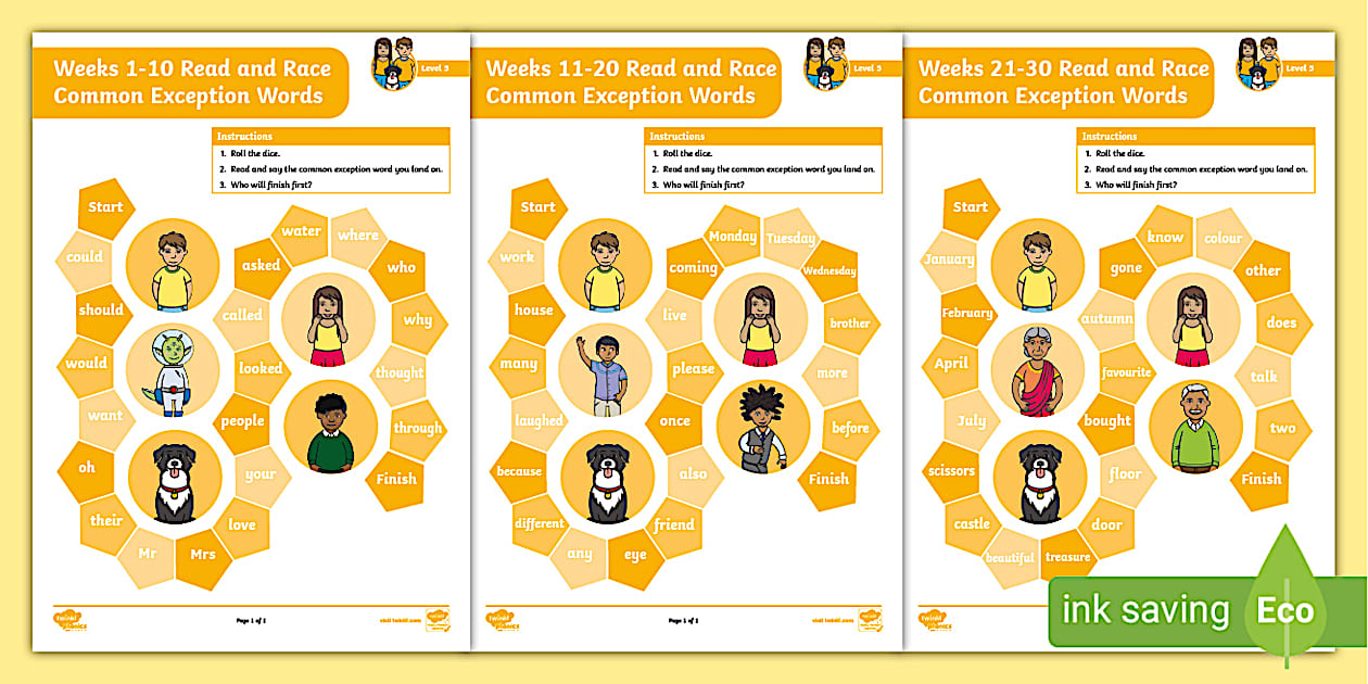 Twinkl Phonics Level 5 Read and Race Tricky Words Game