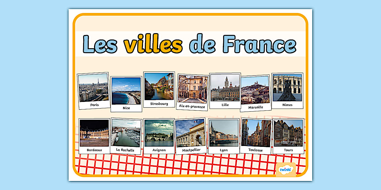 Affiche : Les villes de France (Teacher-Made) - Twinkl