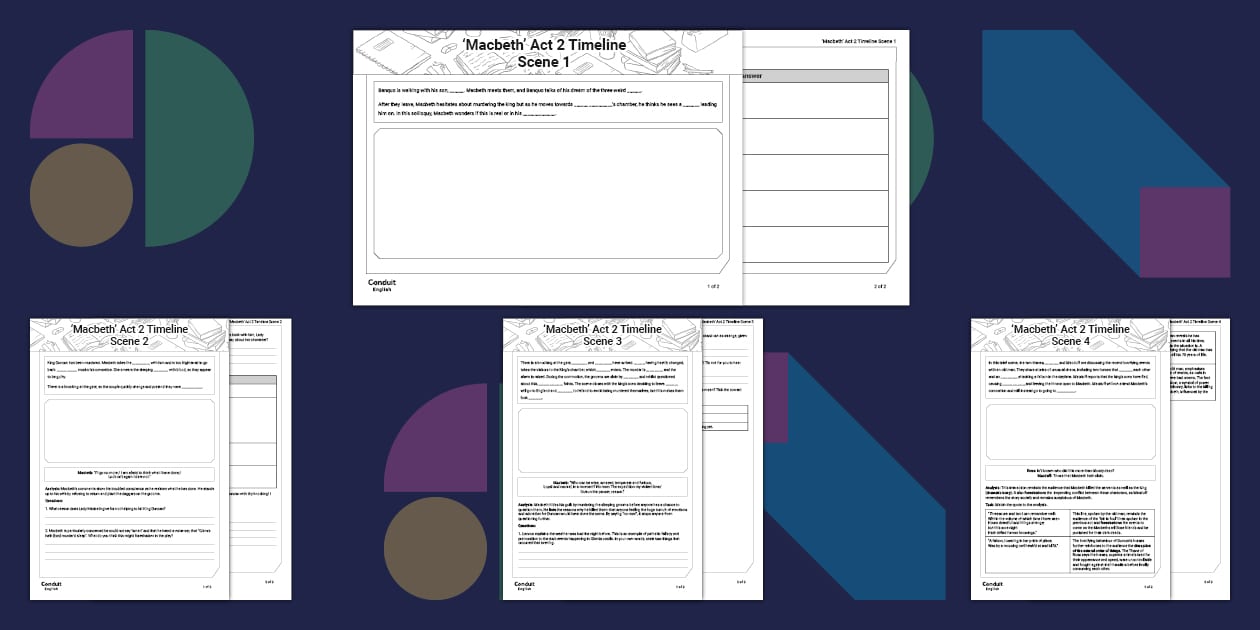 Macbeth Timeline Activity Sheets: Act 2 (teacher made)
