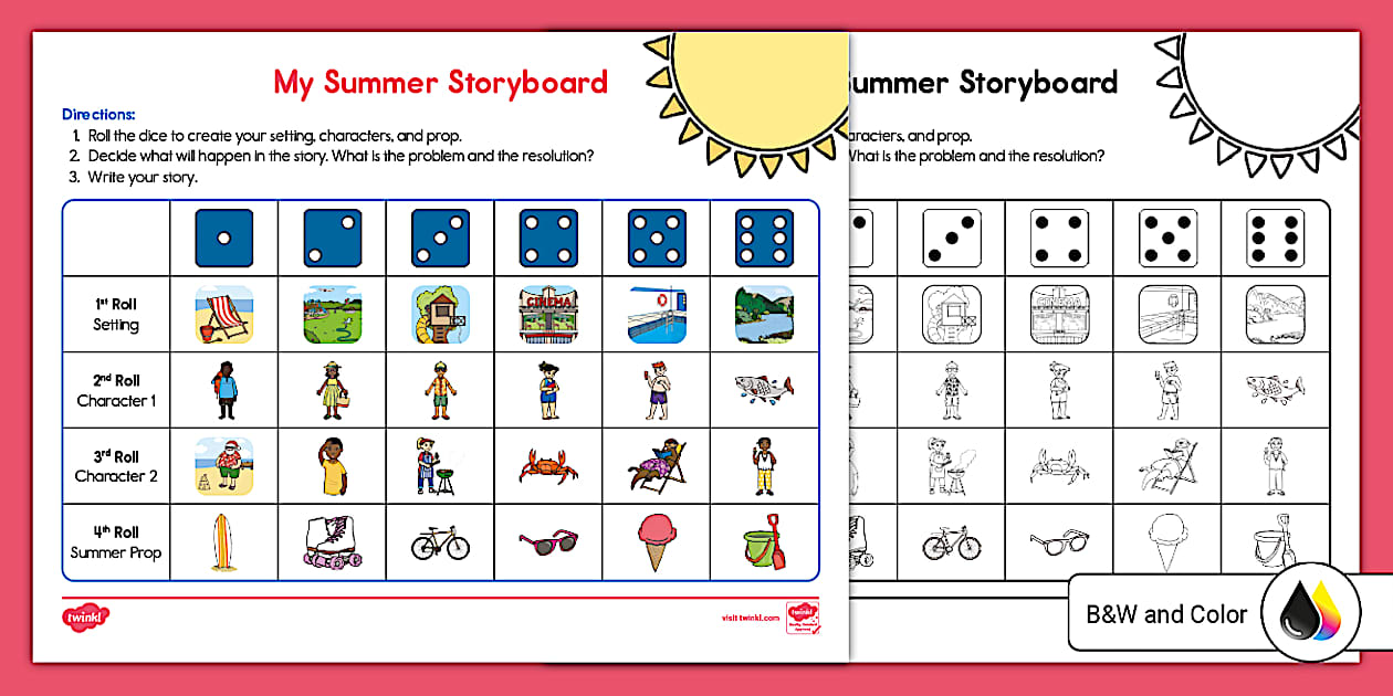 Kindergarten Summer Roll a Story Mat