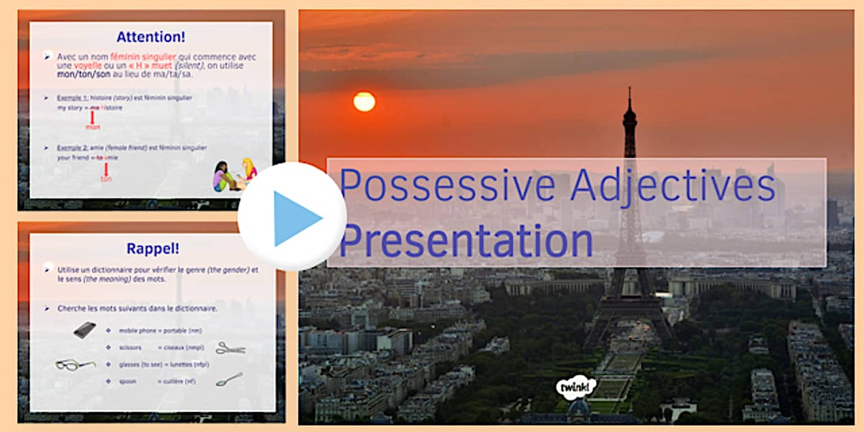 Adjectifs possessifs présentation Possessive Adjectives PowerPoint