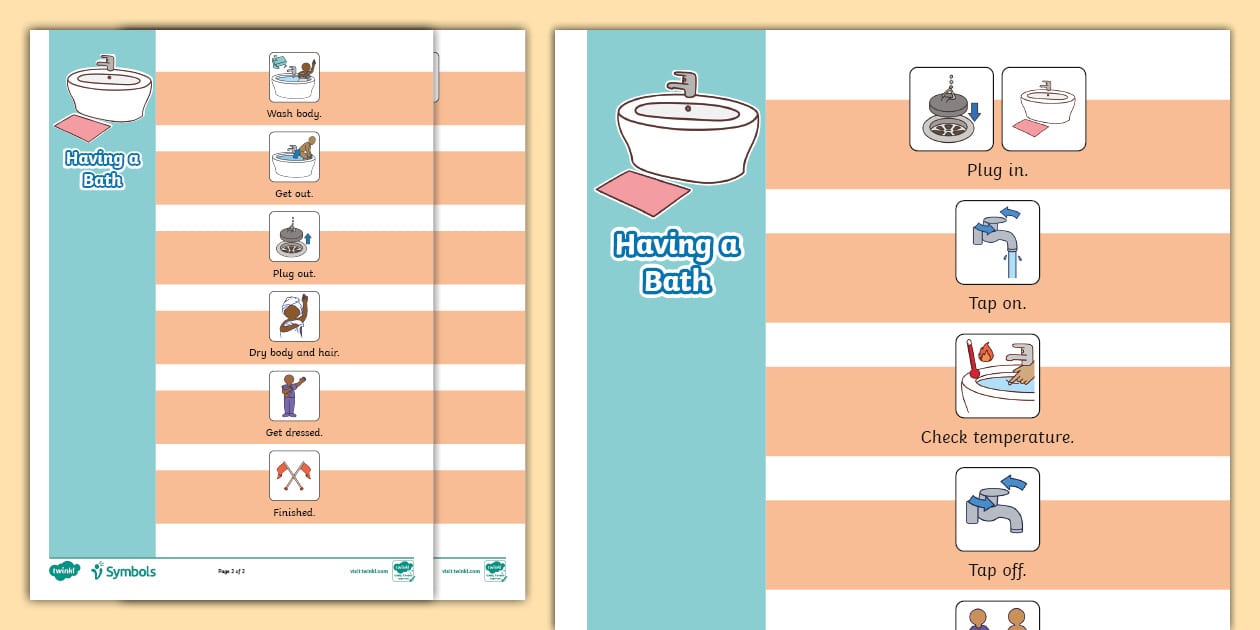 Twinkl Symbols: Having a Bath Visual Schedule (teacher made)