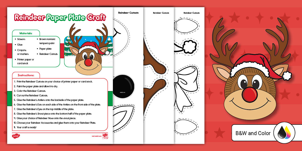 Reindeer Paper Plate Craft (teacher made) - Twinkl