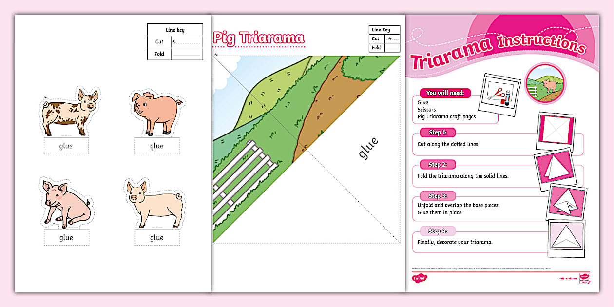 Pig Triarama Craft Cut and Stick Activity - Twinkl