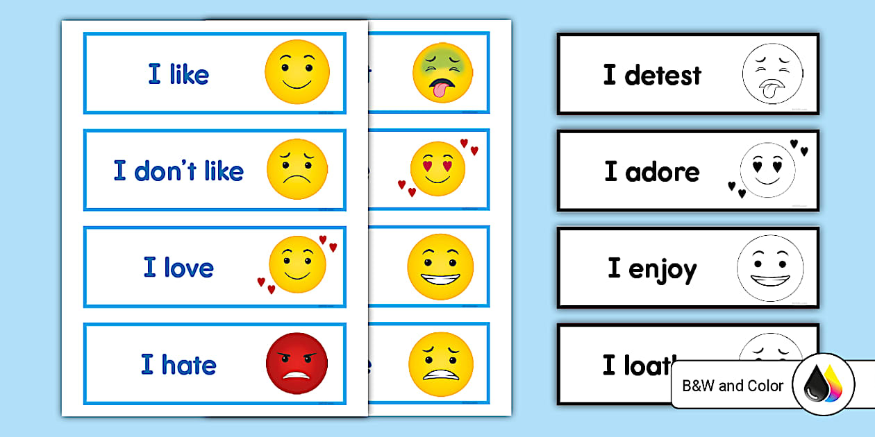 Like and Dislike Word Cards (profesor hizo) - Twinkl