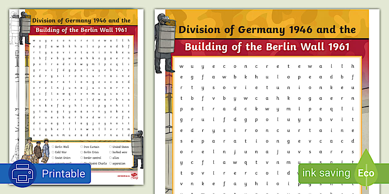 Division of Germany 1946 and Berlin Wall 1961 Word Search