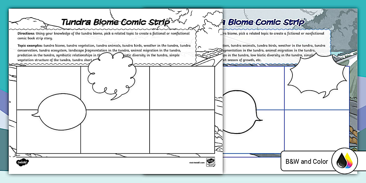 Tundra Biome Comic Strip Worksheet for 6th-8th Grade