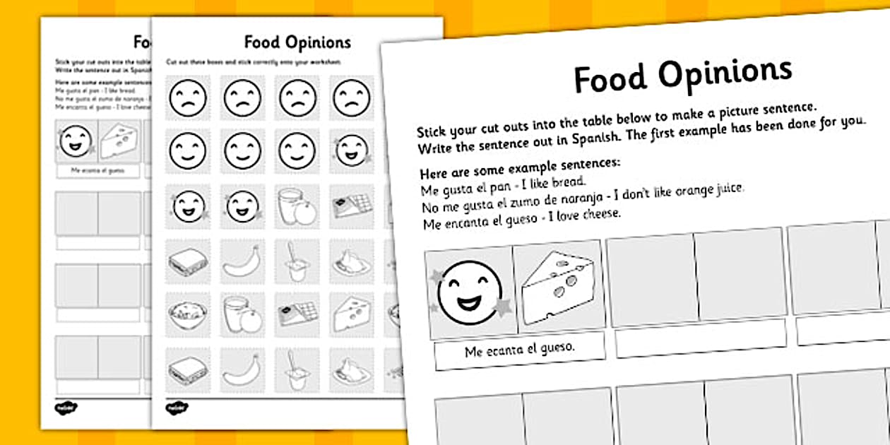 Spanish Food Like Dislike Opinions Cut Out Activity - activities