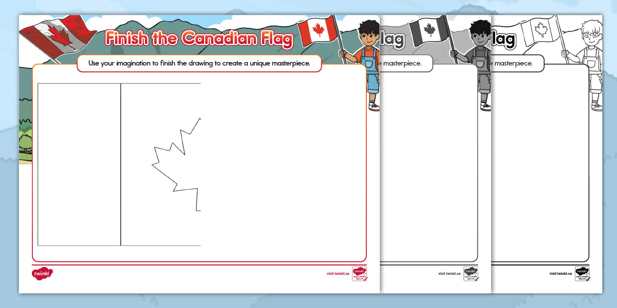 Finish the Canadian Flag Picture Worksheet (teacher made)