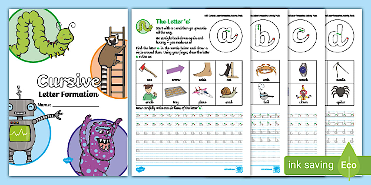 KS1 Cursive Letter Formation Practice Activity Booklet
