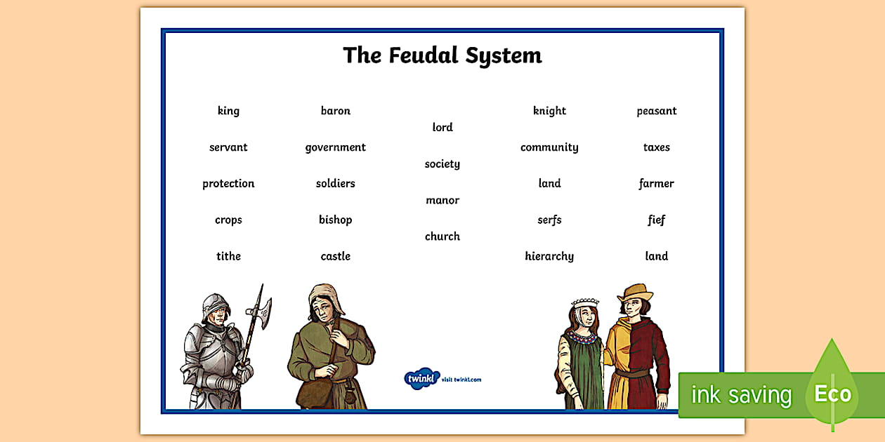 Black and White The Feudal System Word Mat (teacher made)
