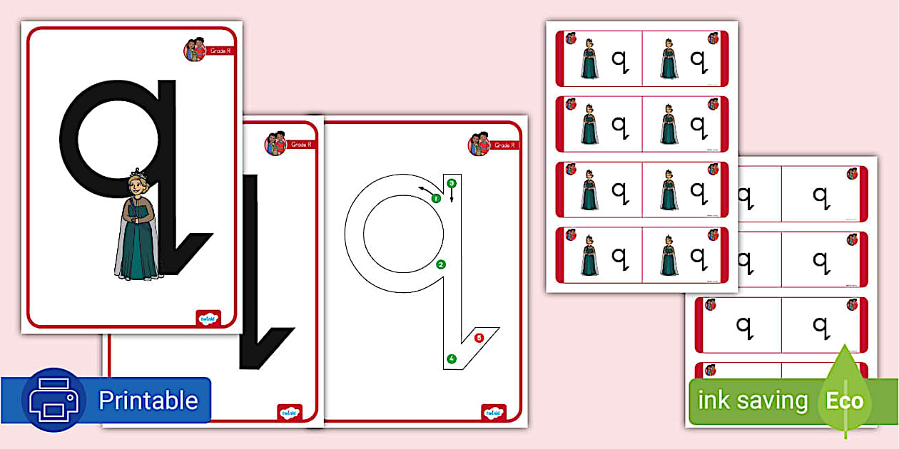 Gr. R Phonics Q Poster, Flashcards and Robot Letter - Twinkl