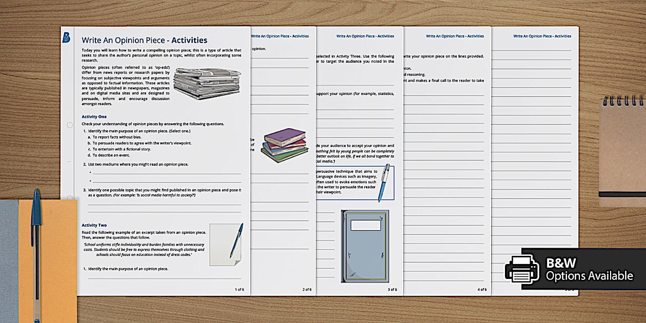 Write An Opinion Piece - Activities (teacher made) - Twinkl