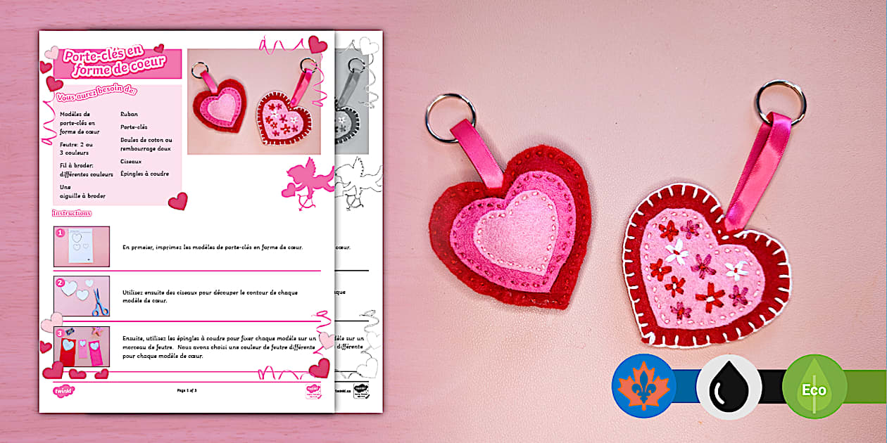 Valentine's Day Heart Keyring French (teacher made) - Twinkl